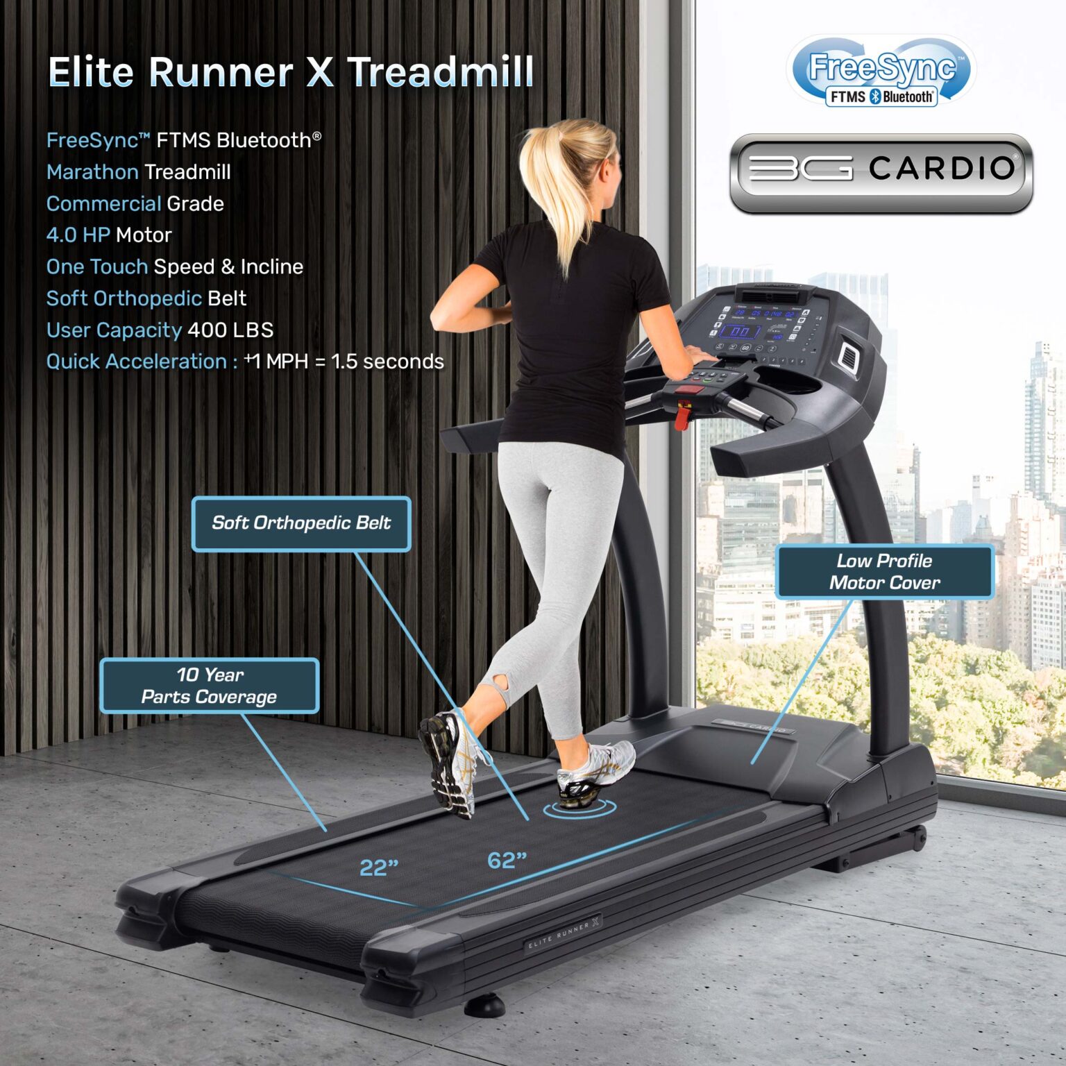 Elite Runner Treadmill by 3G Cardio - Marathon Runner's Treadmill