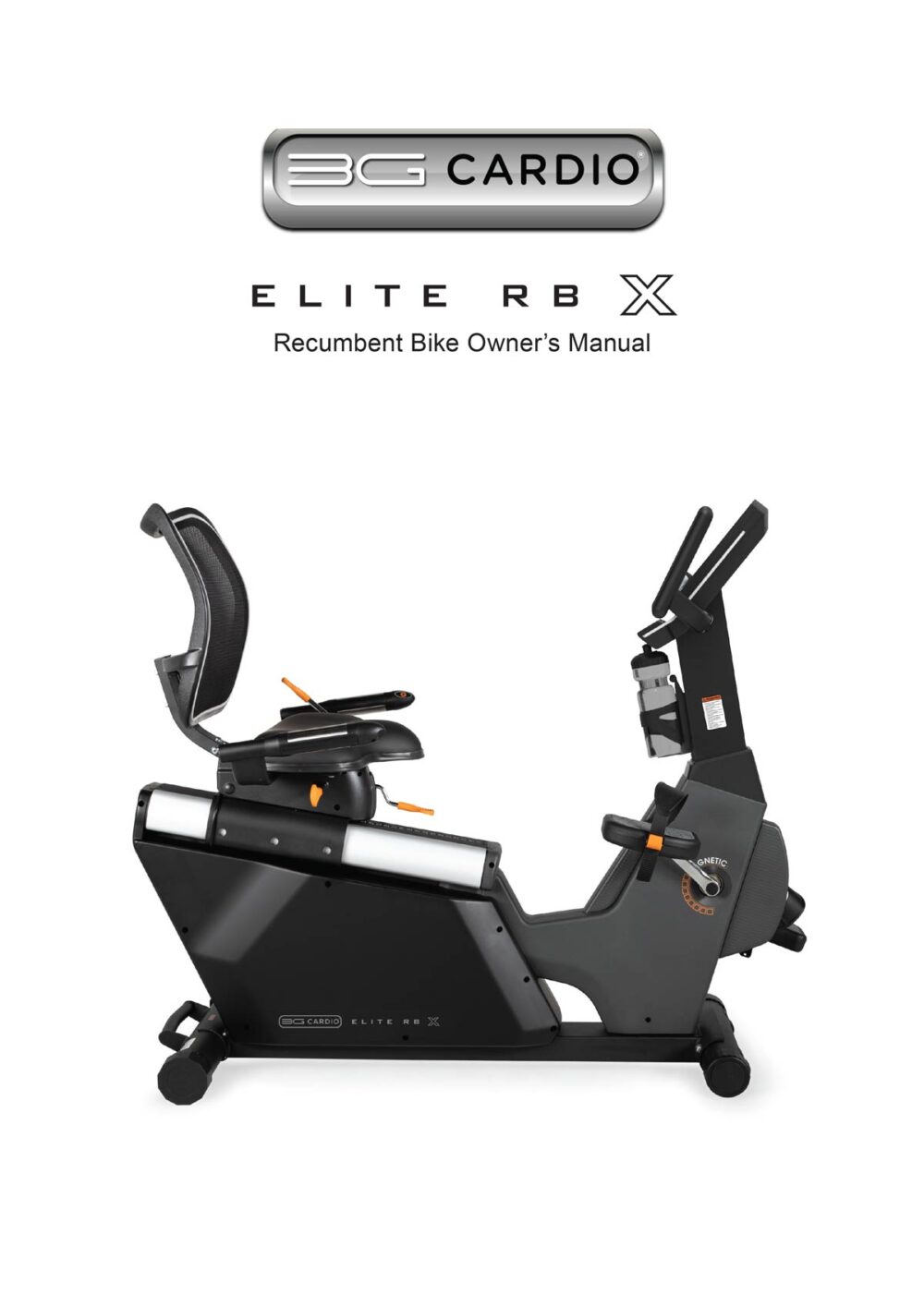 3G Cardio | Elite RB X Recumbent Bike manual